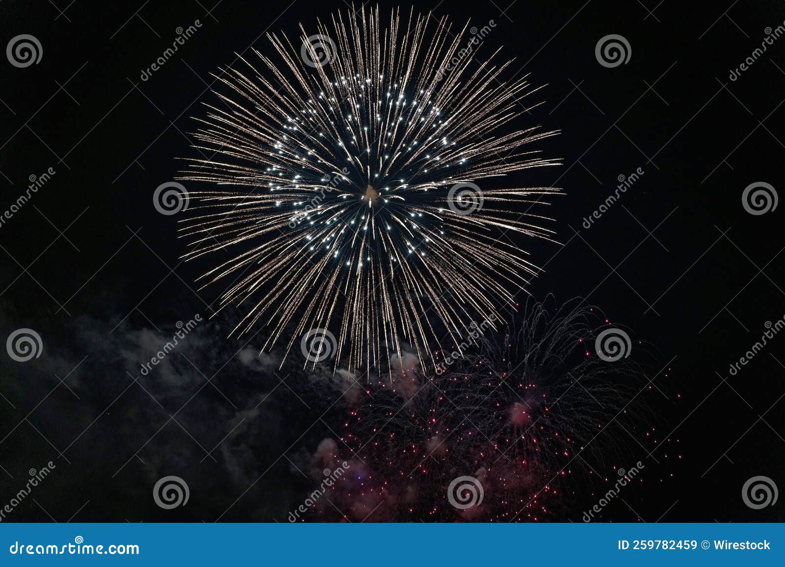 Gas Works Fireworks in the Night Sky Stock Image - Image of festive ...