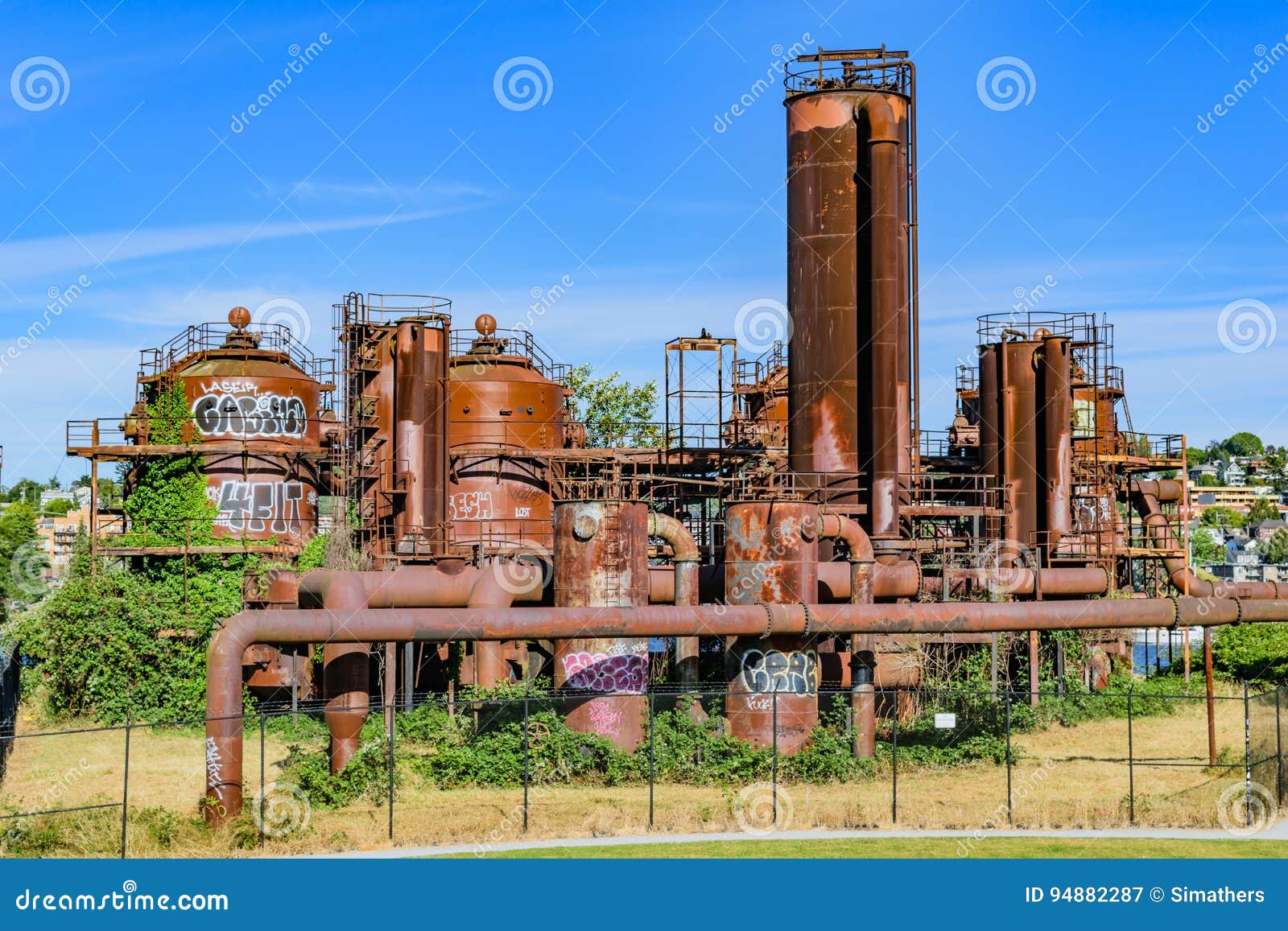 Gas Works Park Seattle stock image. Image of tower, pipe - 94882287