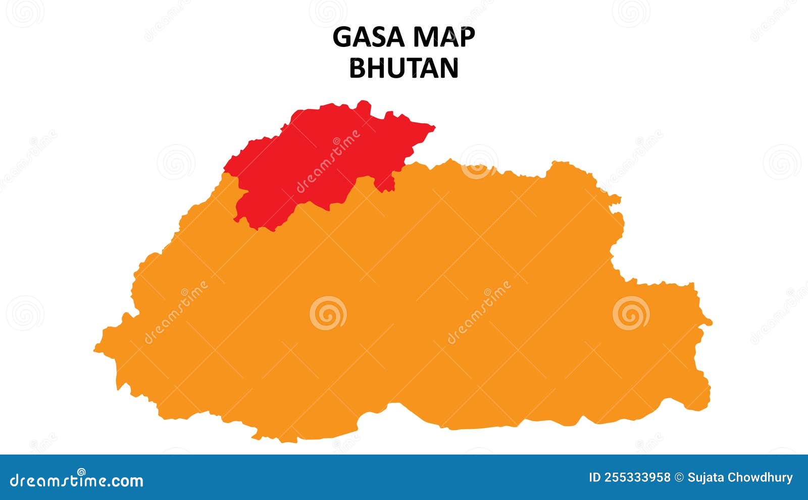 Gasa State and Regions Map Highlighted on Bhutan Map Stock Vector ...