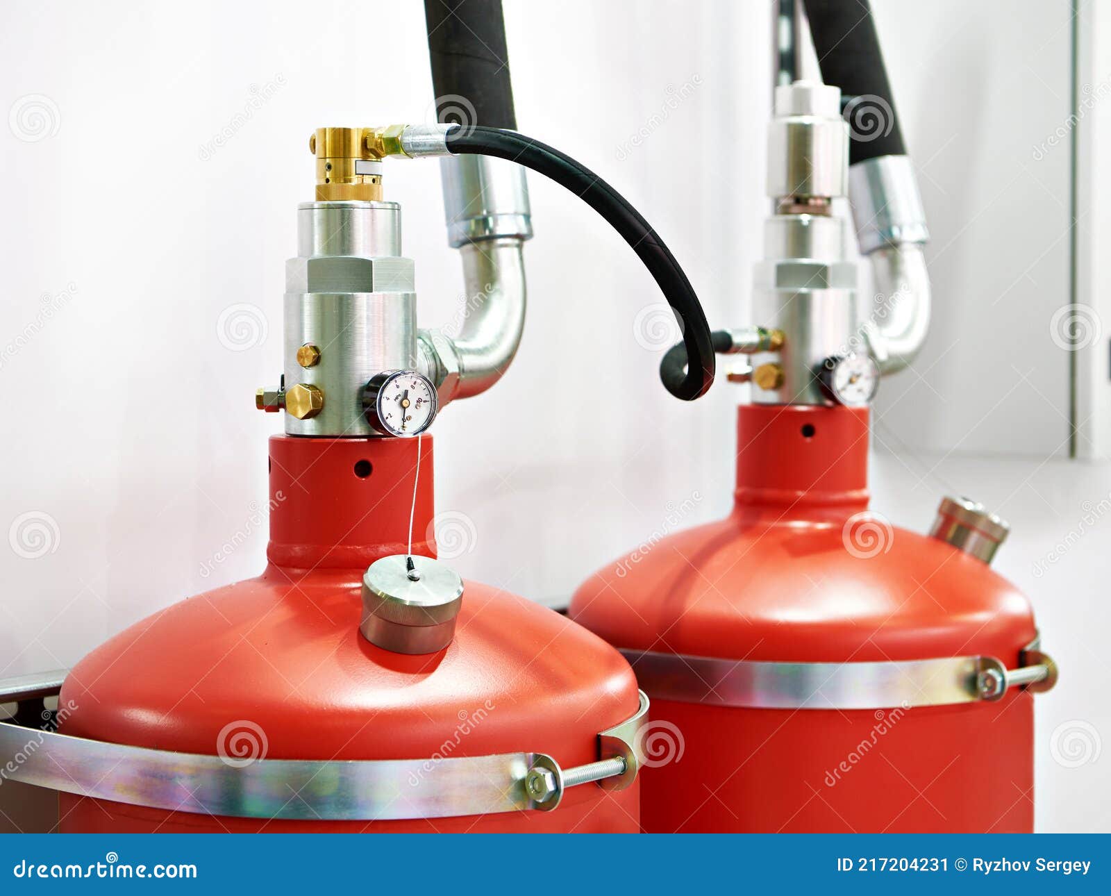 Gas extinguishing modules stock image. Image of industry - 217204231