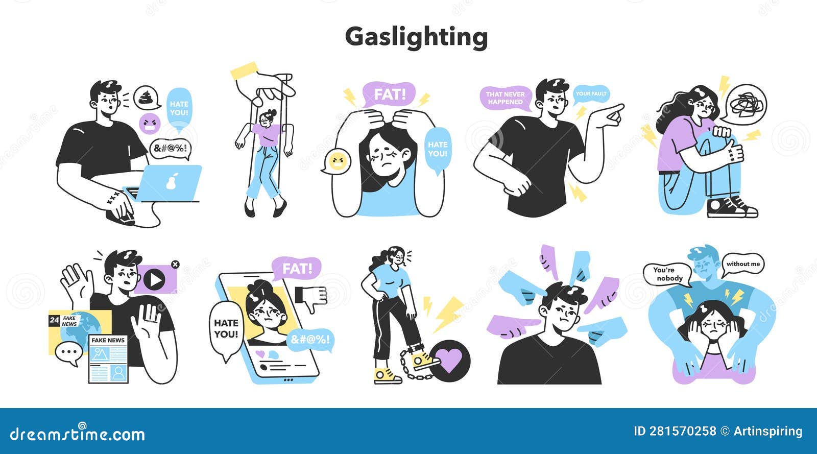 Gaslighting In Relationships Circle Infographic Template Cartoon Vector | CartoonDealer.com ...