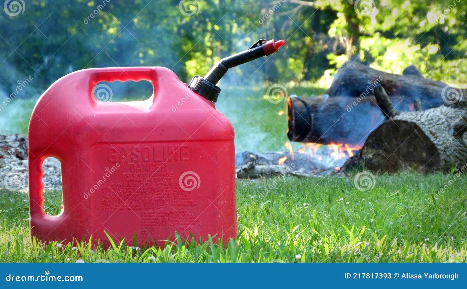 Gasoline Can in Front of a Fire Stock Image - Image of jerrycan, lawn ...