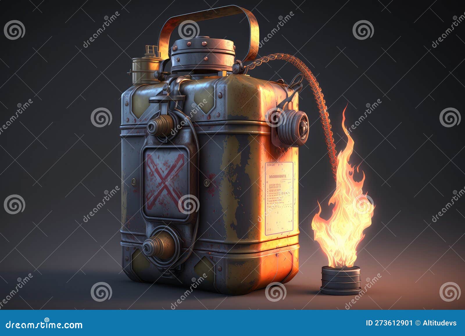Gasoline Canister with Flame Thrower Attached, for Dramatic Lighting ...