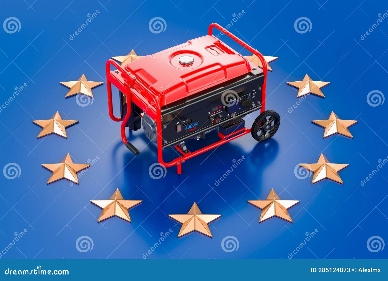 Gasoline Generator on the European Union Flag. 3D Rendering Stock ...