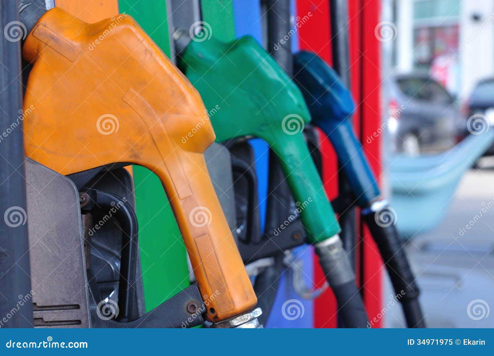 Gasoline Nozzles Figure Separate Type by Color. Stock Image - Image of ...