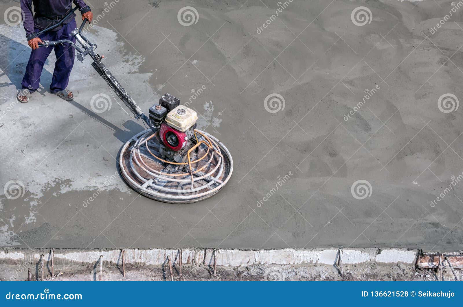 Gasoline Powered Concrete Flattening Machine in Operation Stock Photo ...