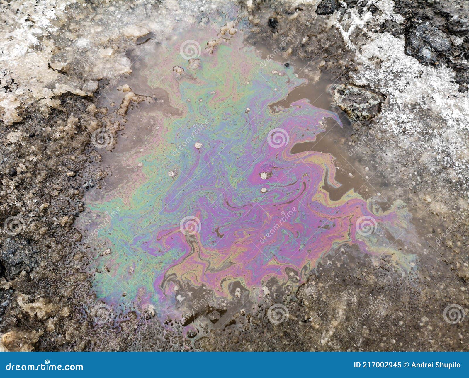 Gasoline in a Puddle on the Road. Stock Image - Image of texture ...