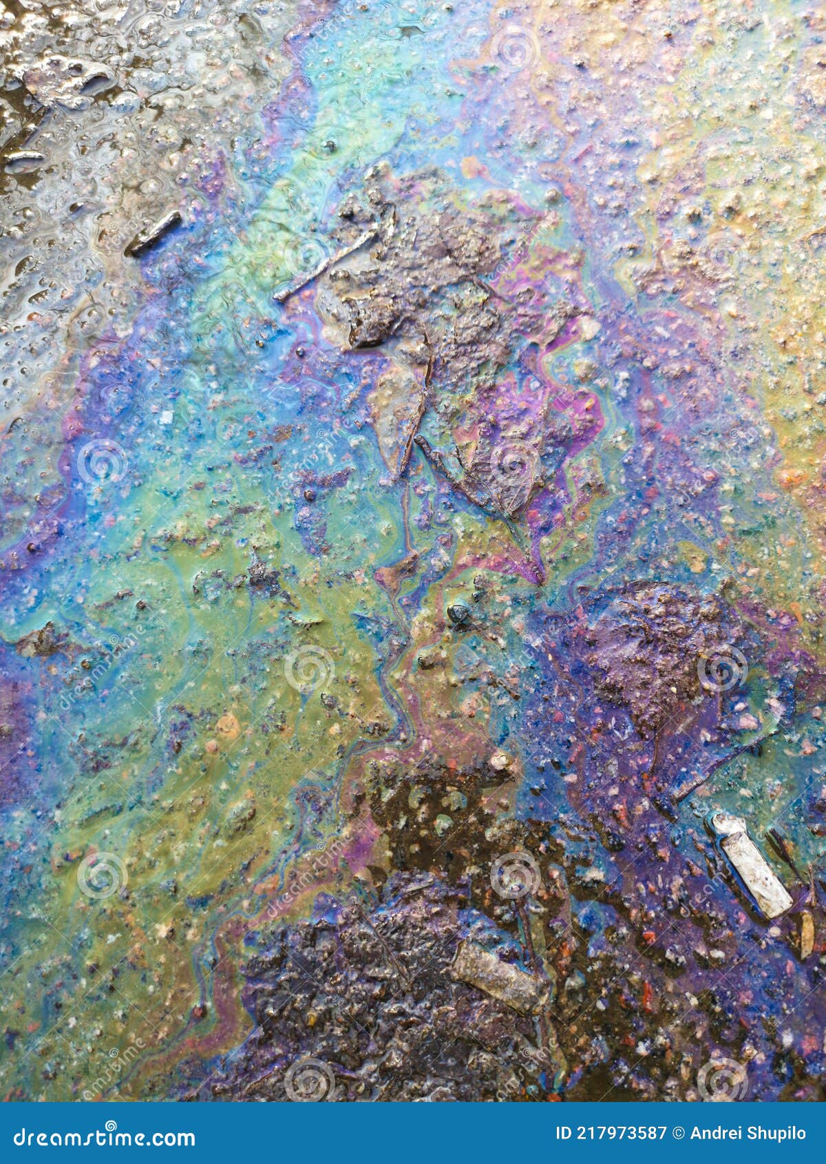 Gasoline in a Puddle on the Road. Stock Image - Image of petrol, drop ...