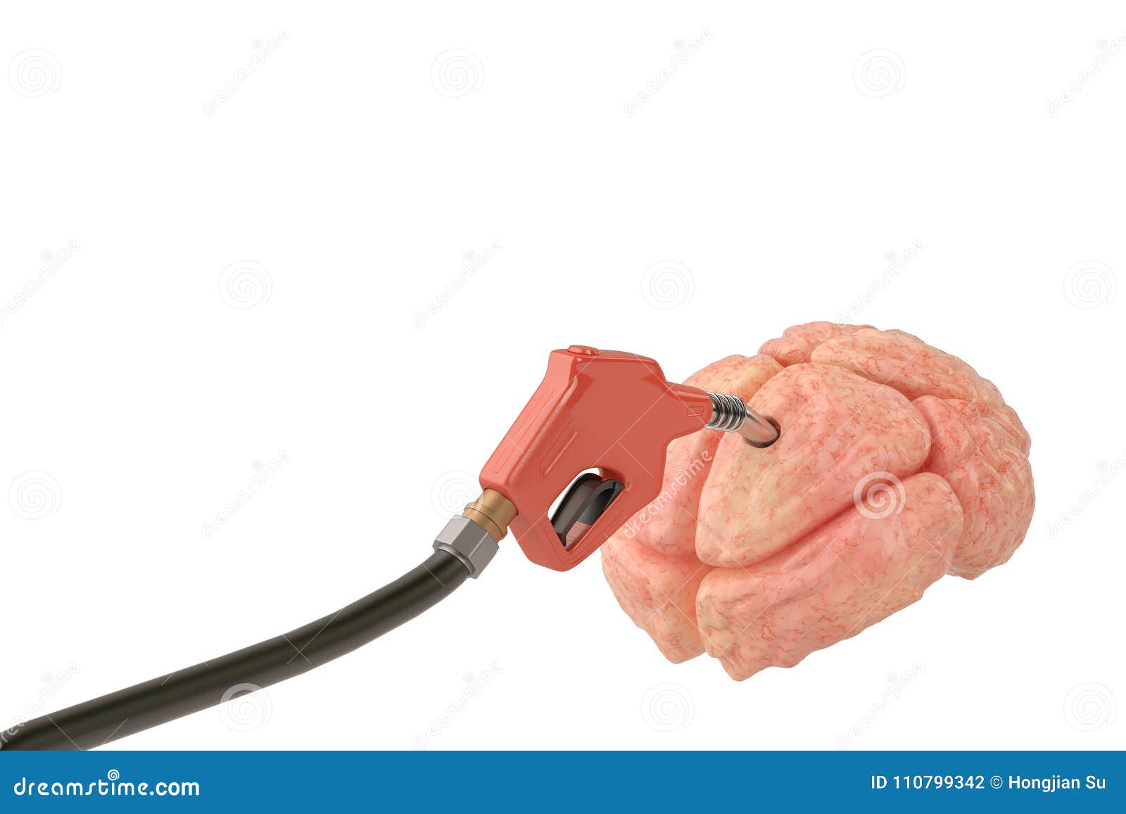Gasoline Pump Inserted in the Brain.3D Illustration. Stock Illustration ...