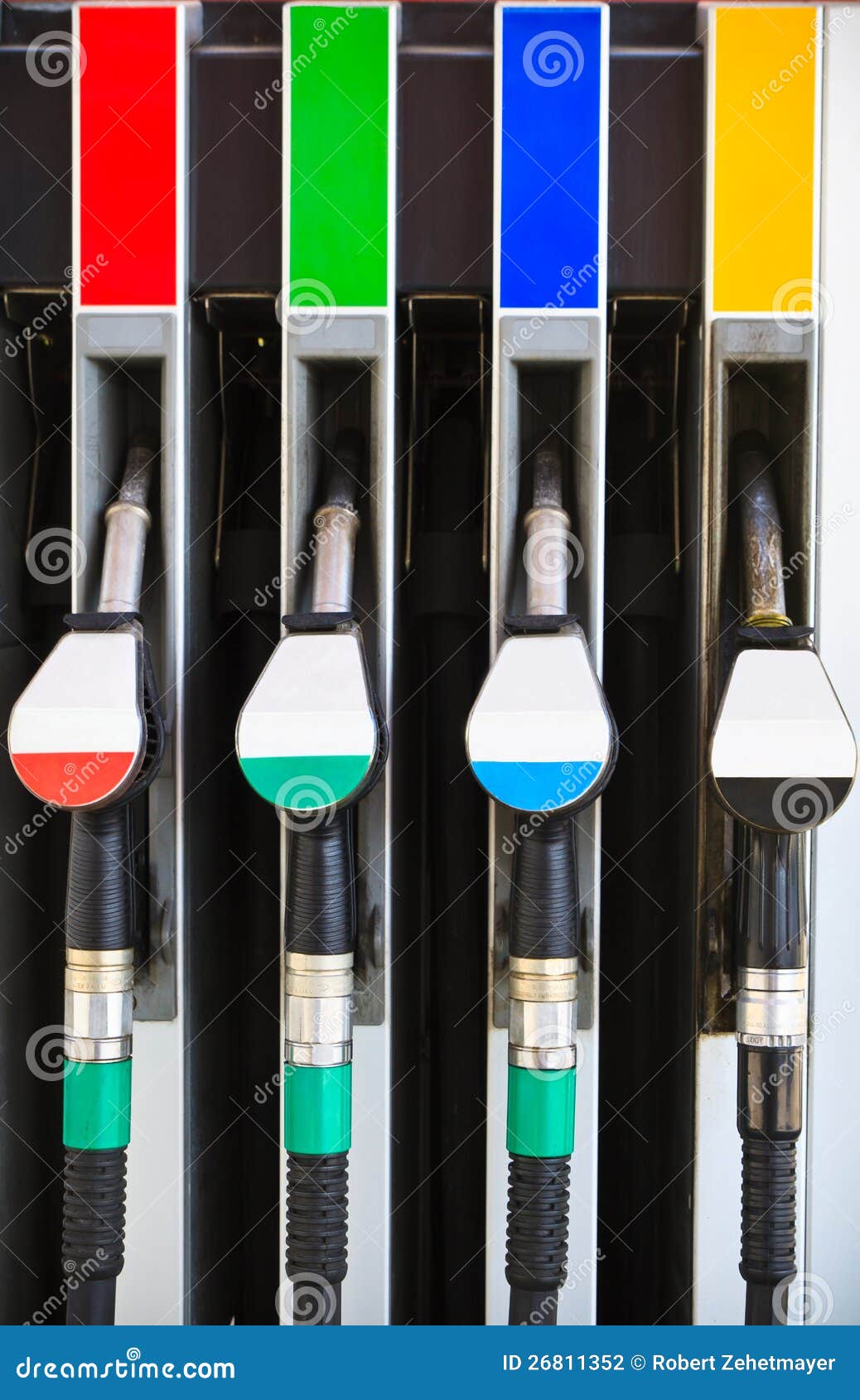 Gasoline Pump Nozzles at Petrol Station Stock Photo - Image of gasoline ...
