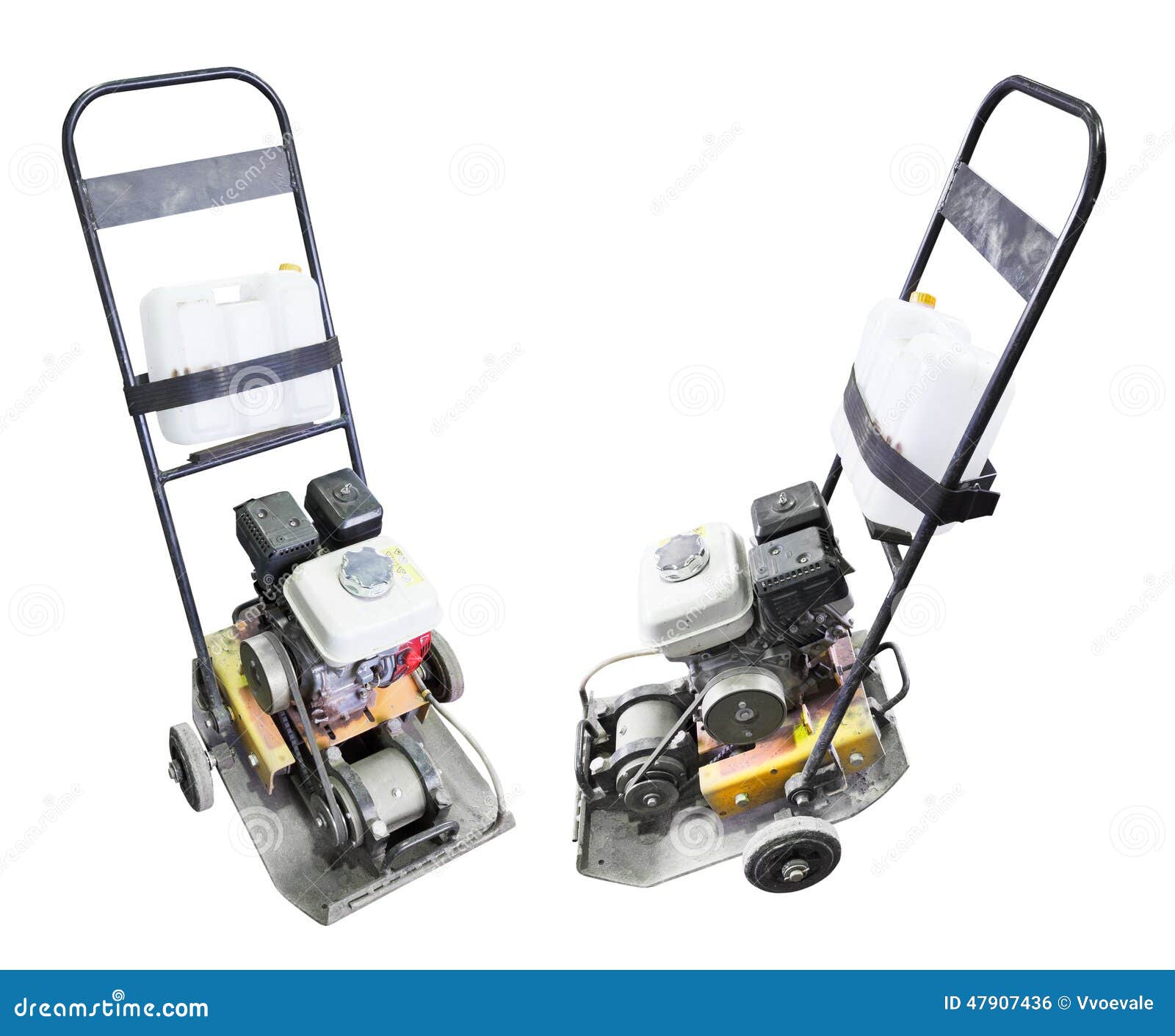 An Old Gasoline Compactor For Compacting Sandy Soil Stands Opposite A ...