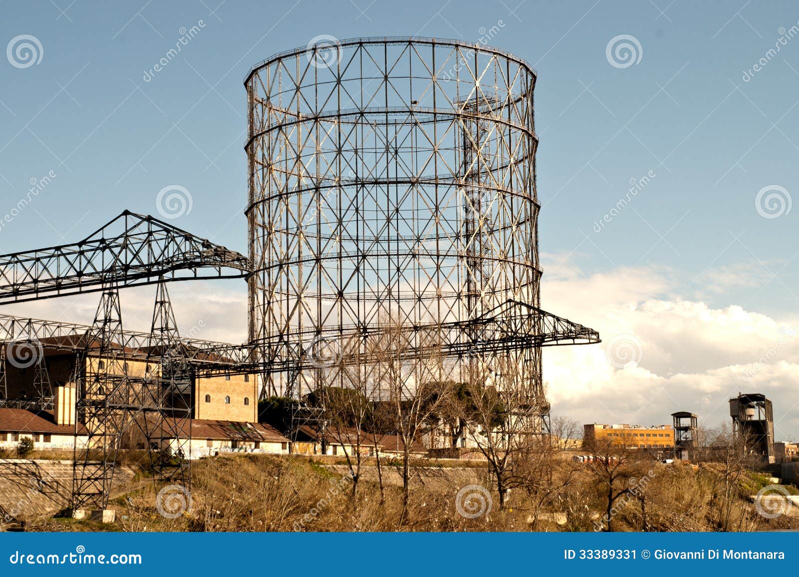Gasometer in rome stock image. Image of eyesore, gasometre - 33389331