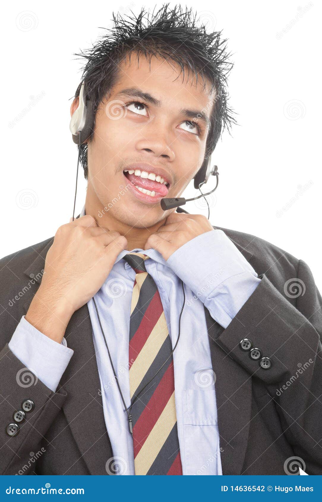 Gasping Telemarketer Loosening Collar Stock Photo - Image of escaped ...