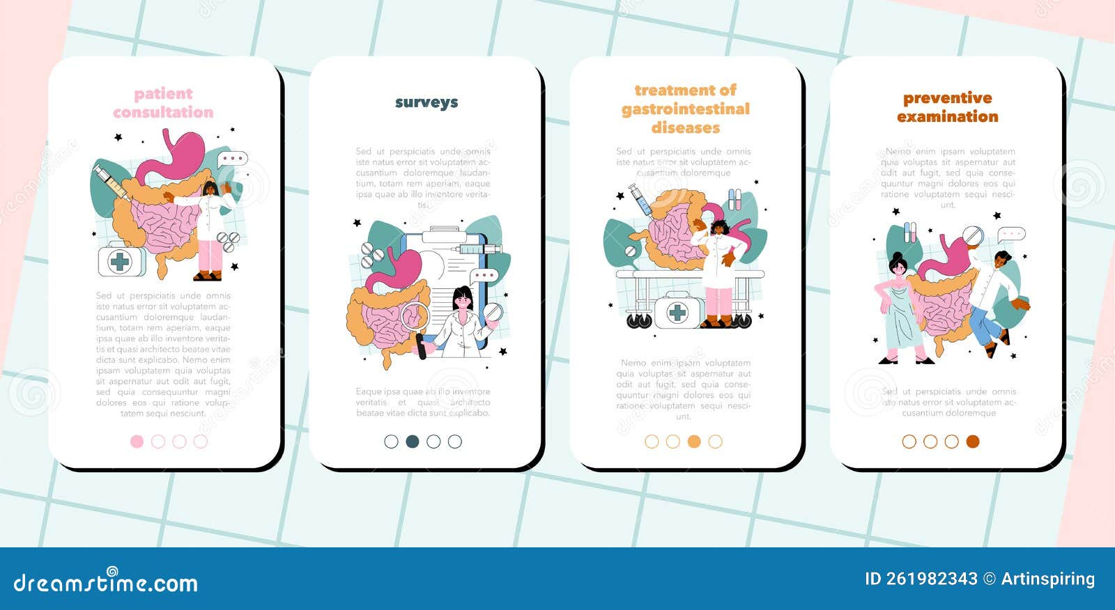 Gastroenterology Doctor Mobile Application Banner Set. Colon Stock ... Gastroenterology Doctor Mobile Application Banner Set. Colon Stock ...