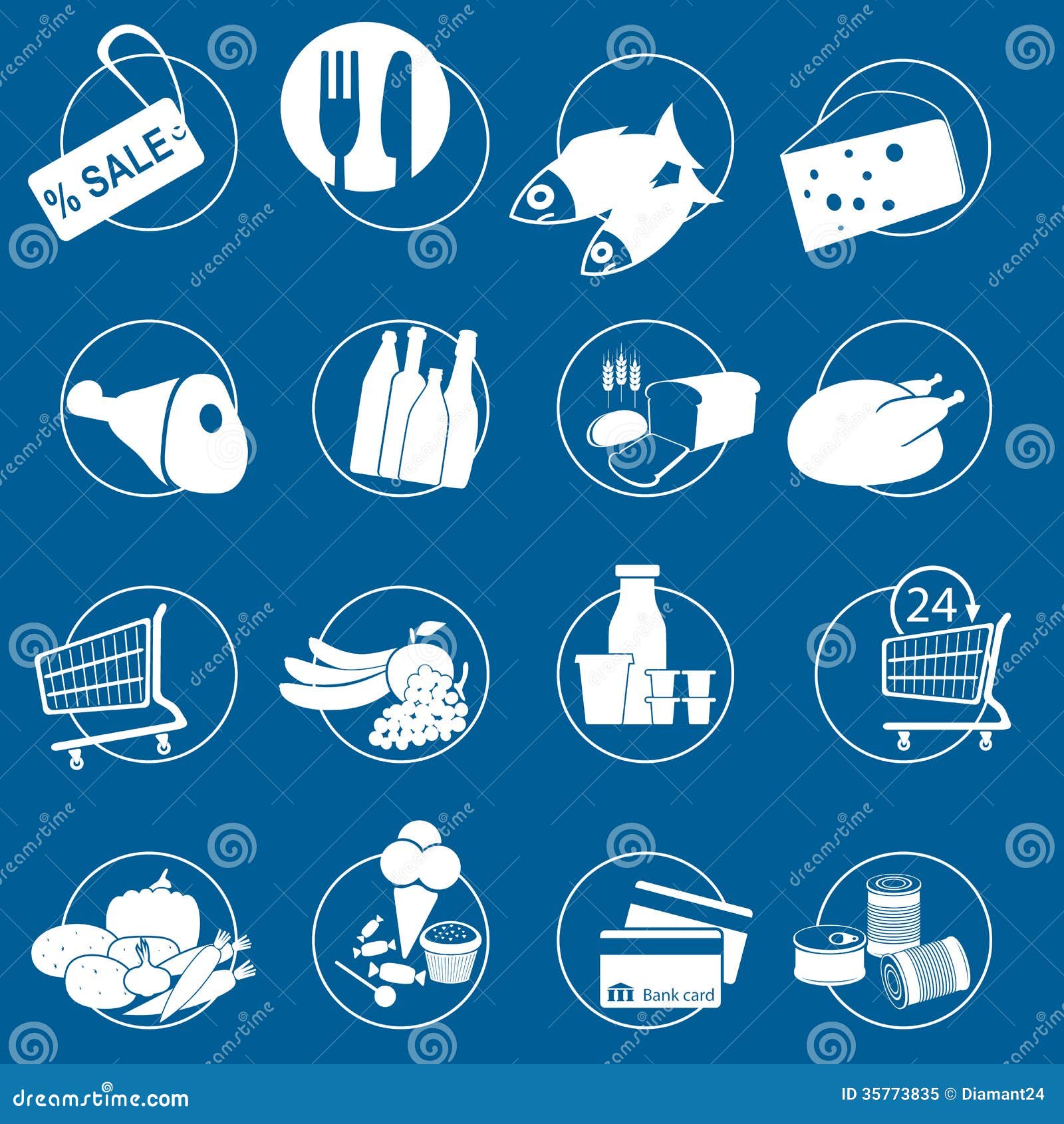 Gastronomía, Símbolos Para El Supermercado, Vector De La Comida ...