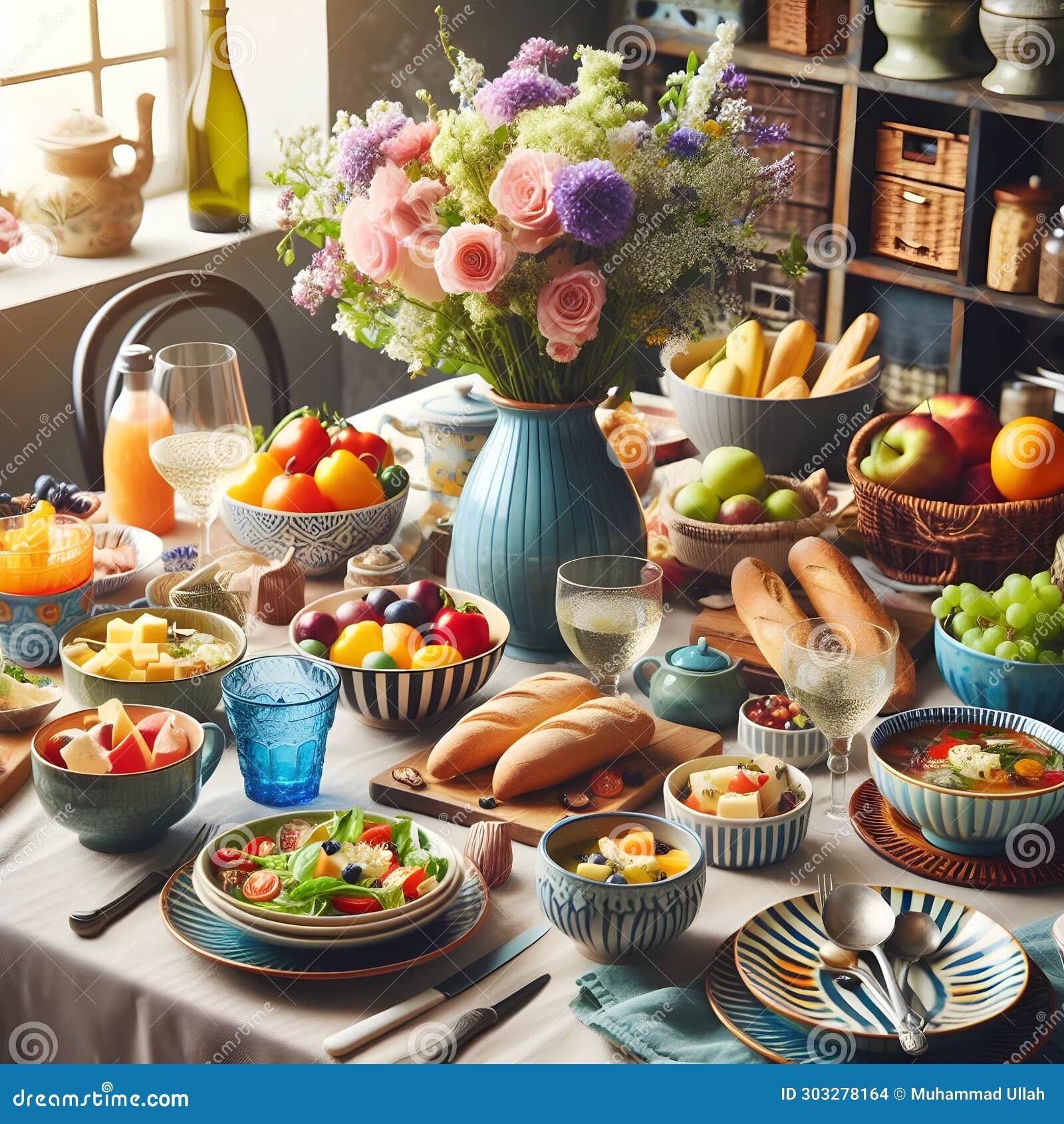 Gastronomic Delight: A Sumptuous Lunch Spread On A Table. Royalty-Free ...