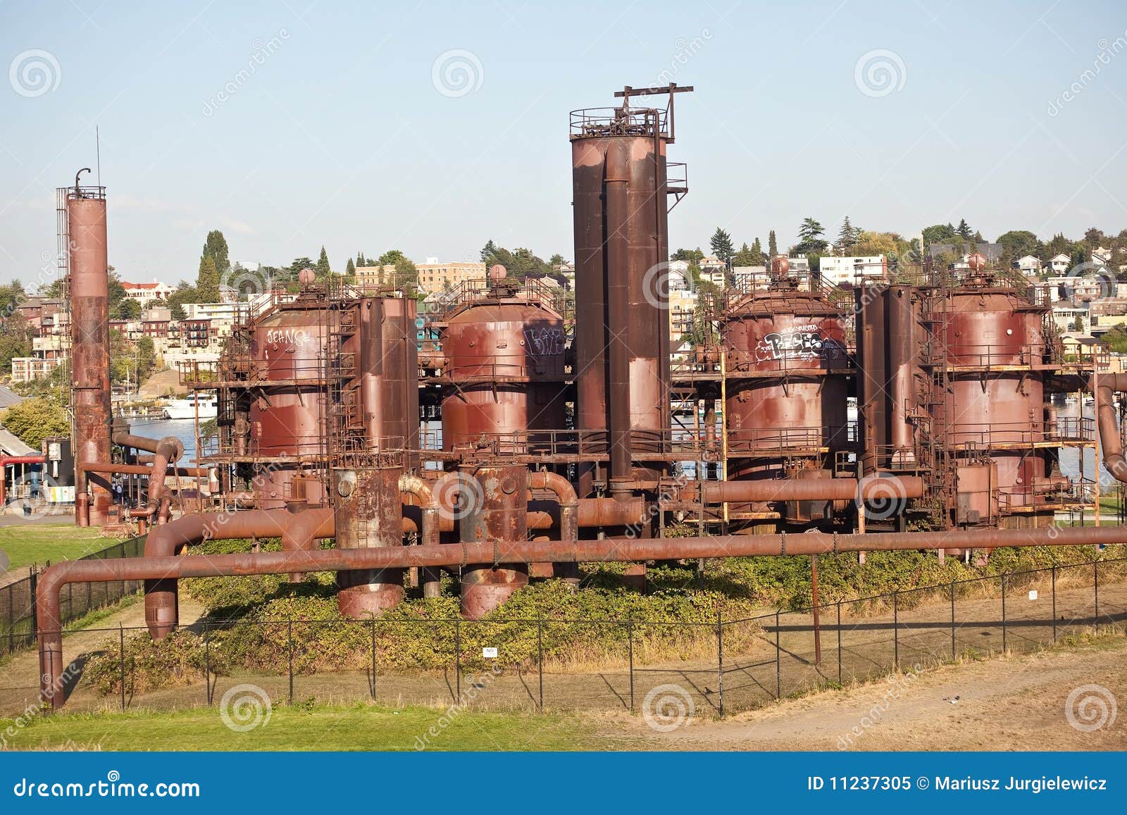 Gasworks Park stock image. Image of view, park, factory - 11237305