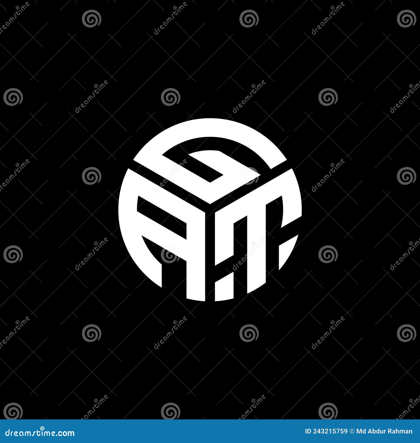 GAT Letter Logo Design On Black Background. GAT Creative Initials ...