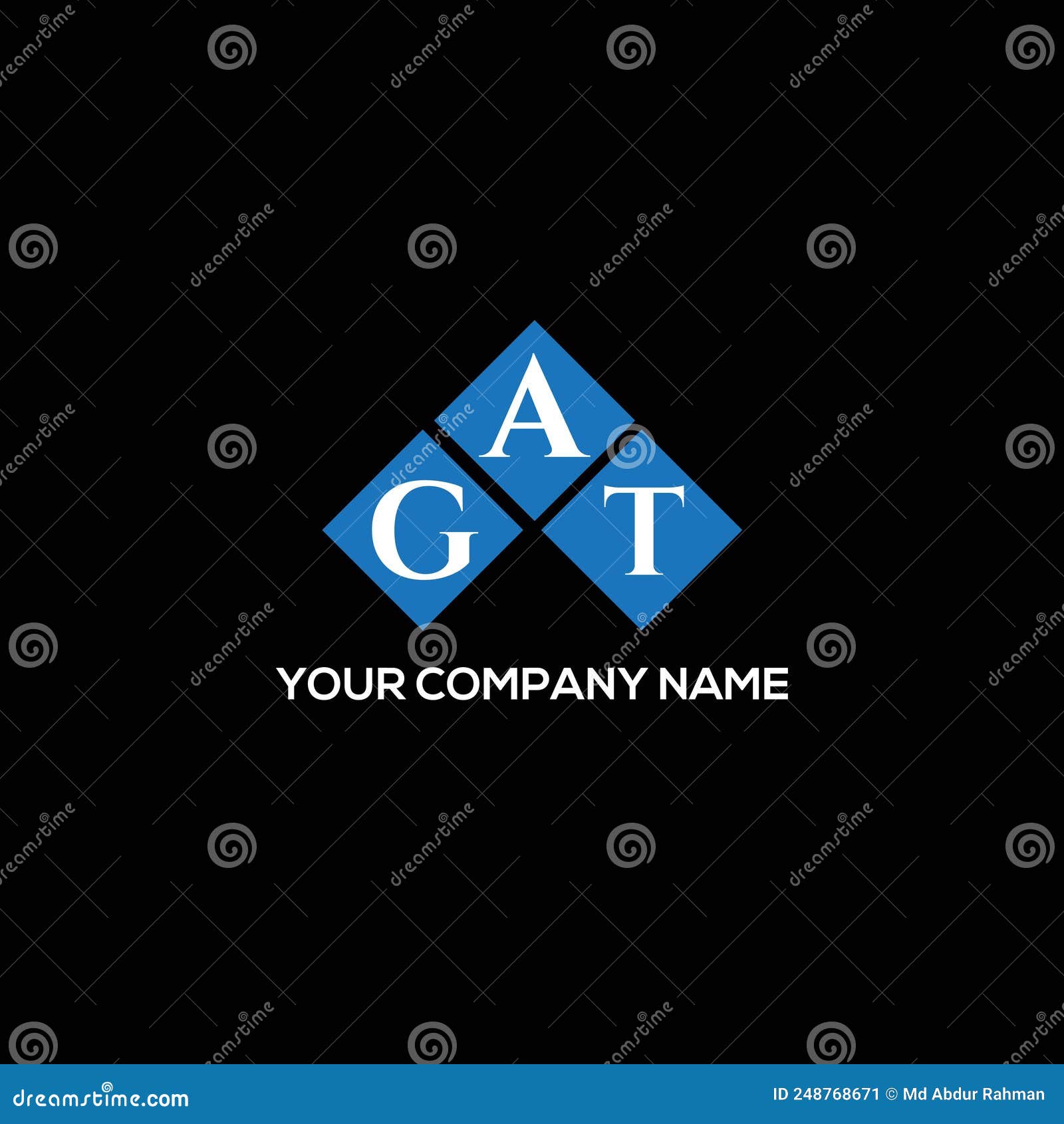 GAT Letter Logo Design On BLACK Background. GAT Creative Initials ...