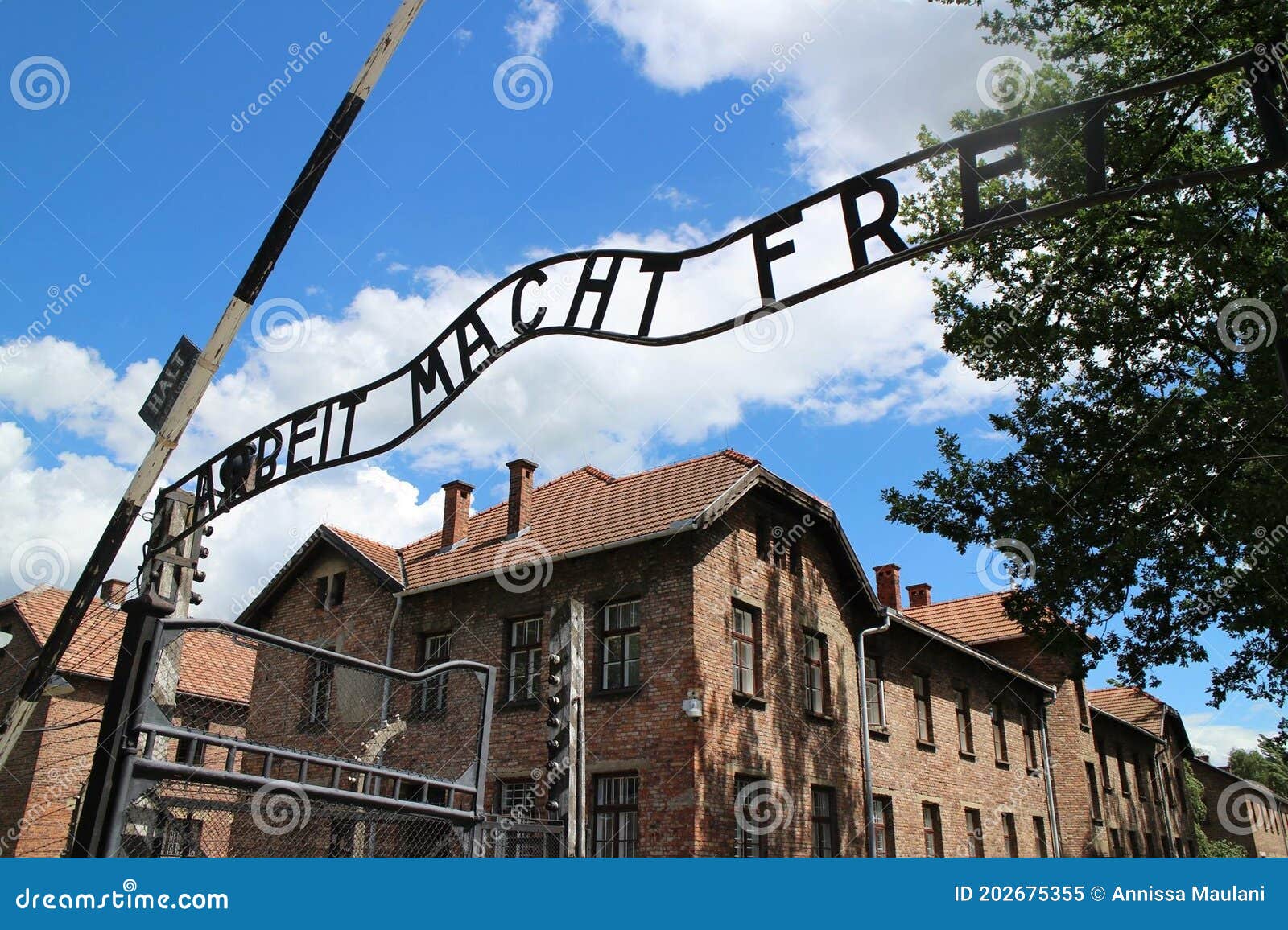 Gate of Auschwitz Poland Blue Sky Editorial Image - Image of auschwitz ...
