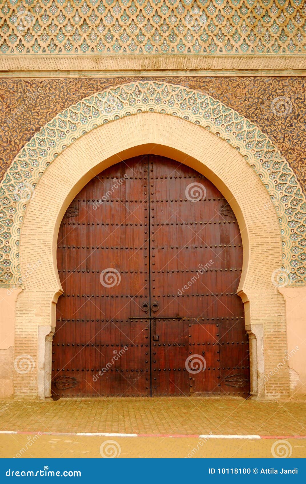 Gate of Bab El-Mansour, Meknes, Morocco Stock Photo - Image of allah ...
