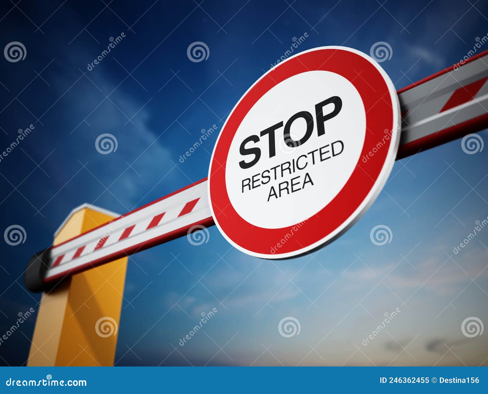 Gate Barrier System with Stop Sign. 3D Illustration Stock Illustration ...