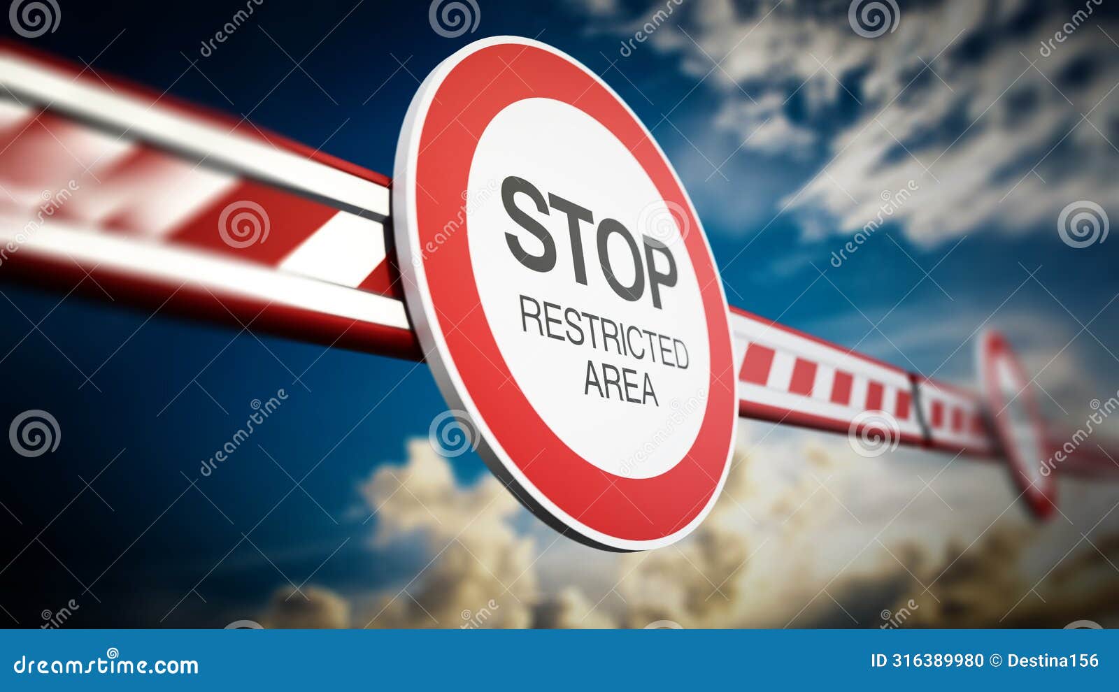 Gate Barrier System with Stop Sign. 3D Illustration Stock Illustration ...