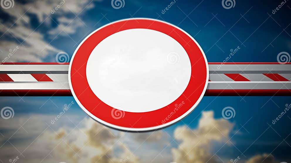 Gate Barrier System with Stop Sign. 3D Illustration Stock Illustration ...