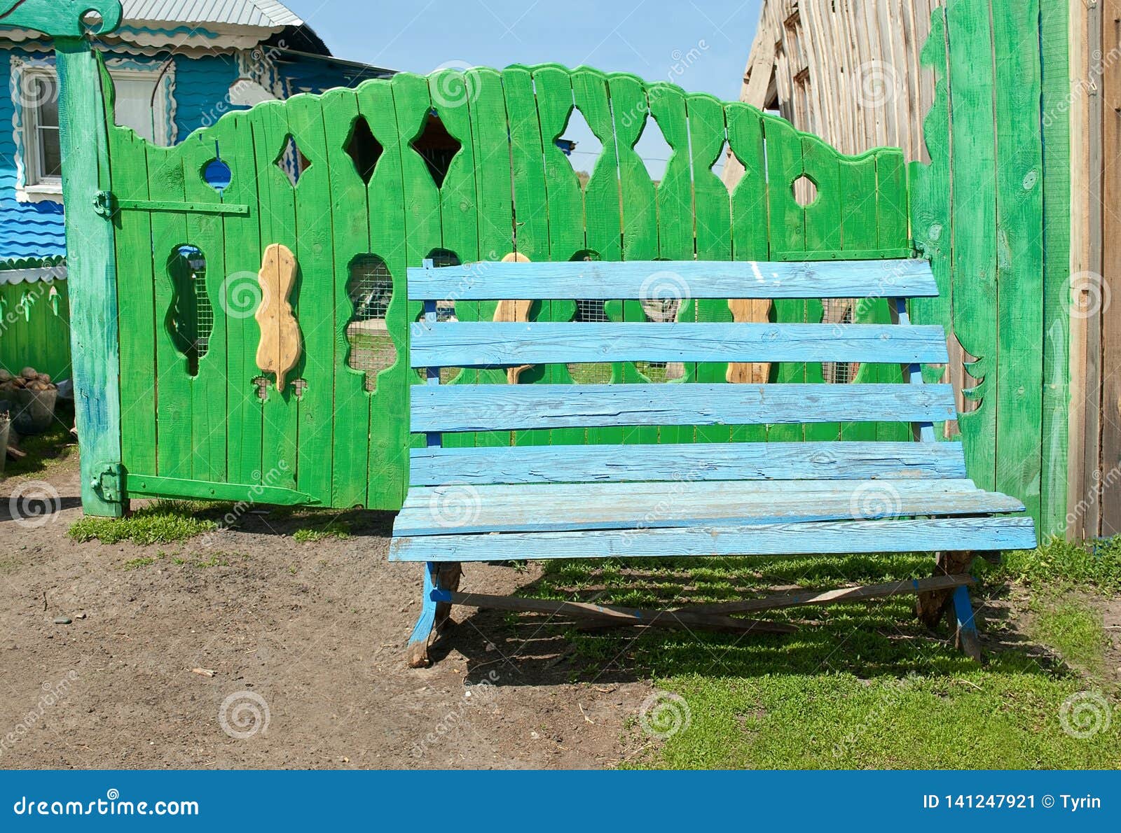 Gate and Bench at the Farmhouse Stock Image - Image of altai, krai ...