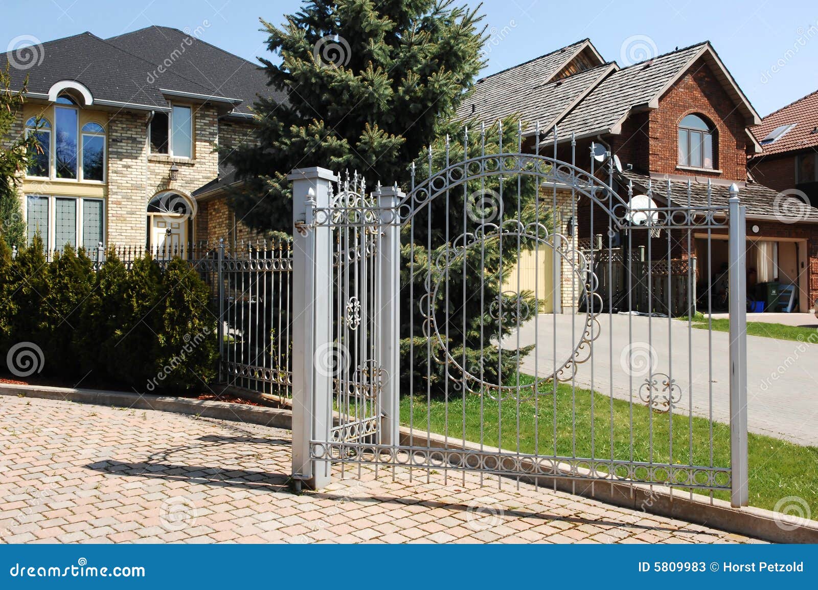 Gate on big homes. stock image. Image of handicraft, outdoor - 5809983