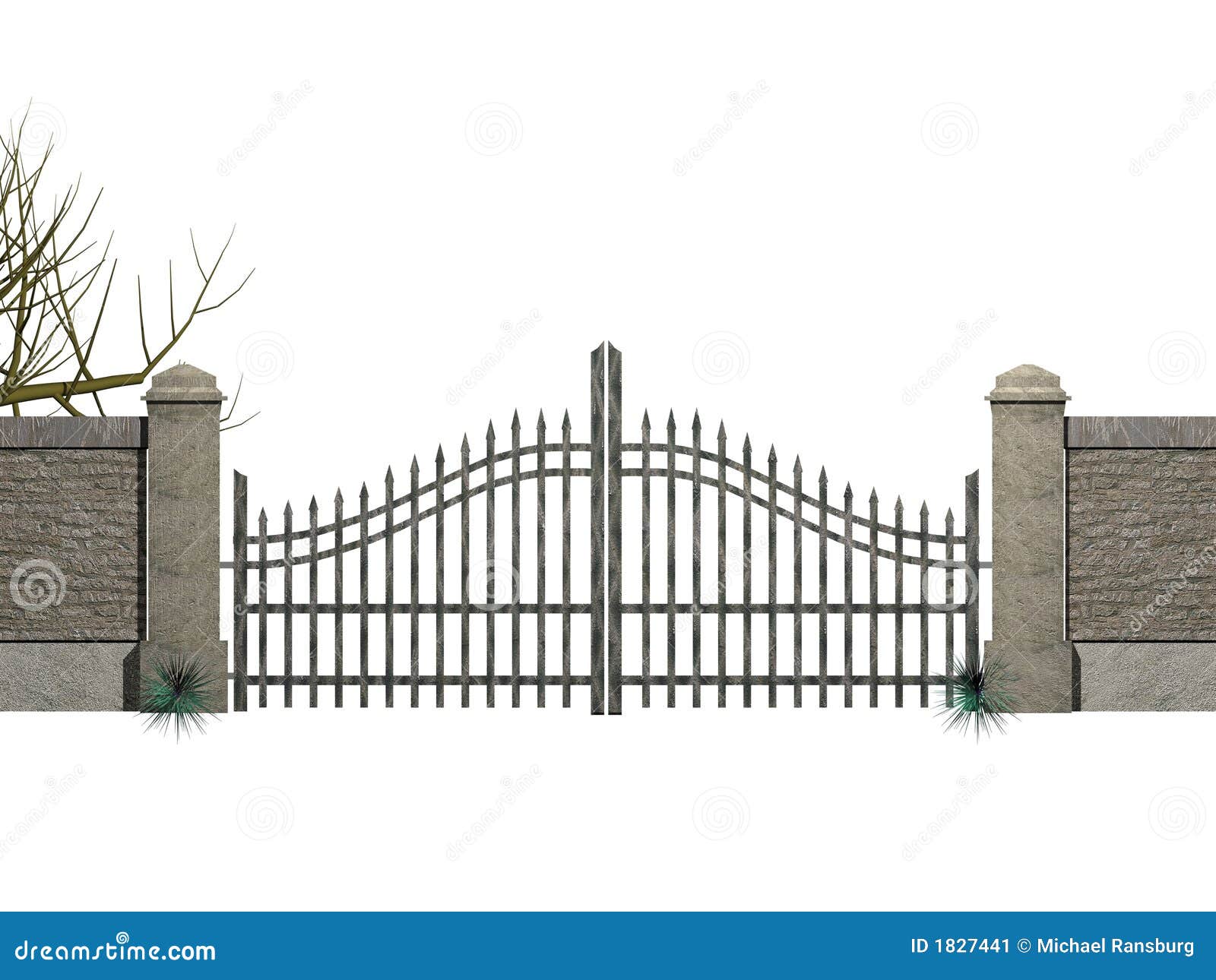 Gate With Bushes Royalty-Free Stock Photography | CartoonDealer.com ...