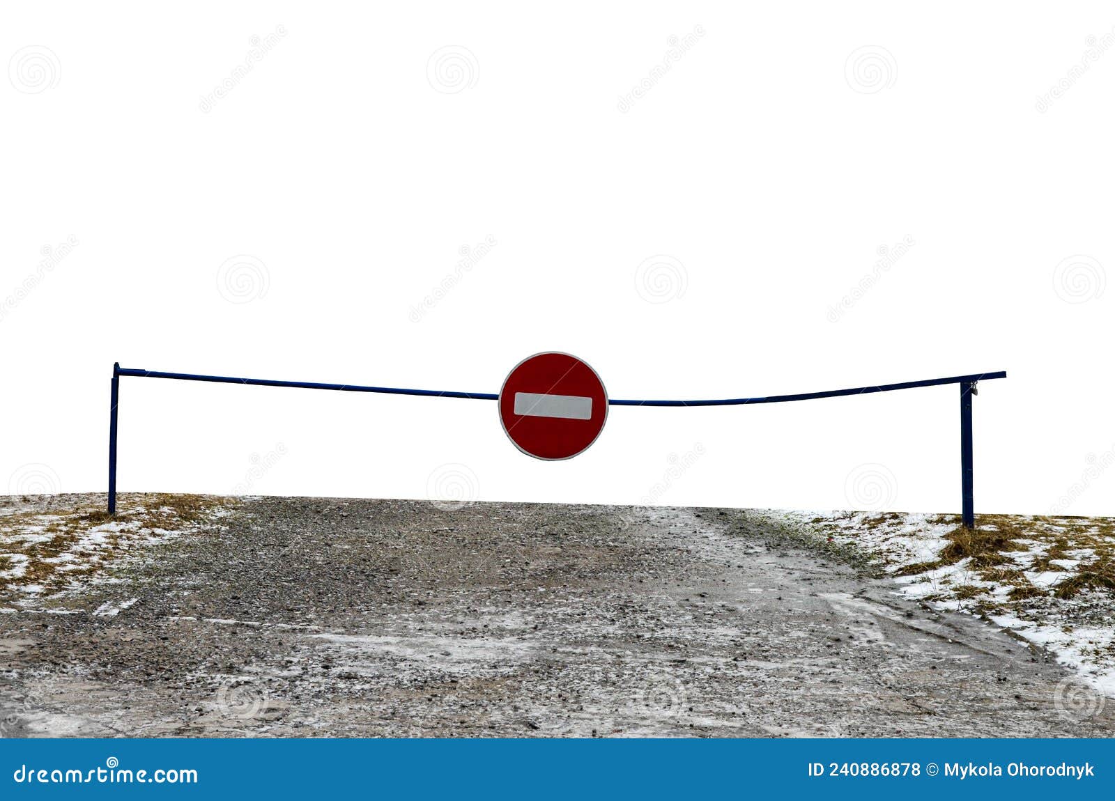 Gate Closing Passage and Road Sign Stock Illustration - Illustration of ...