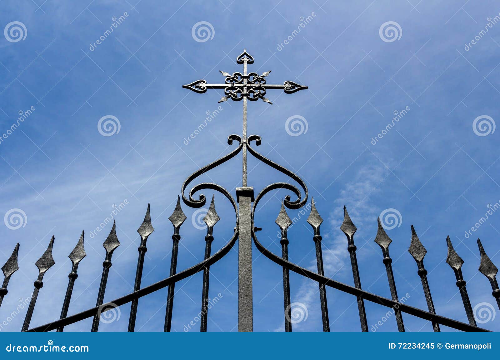 Gate with cross stock image. Image of decoration, fence - 72234245