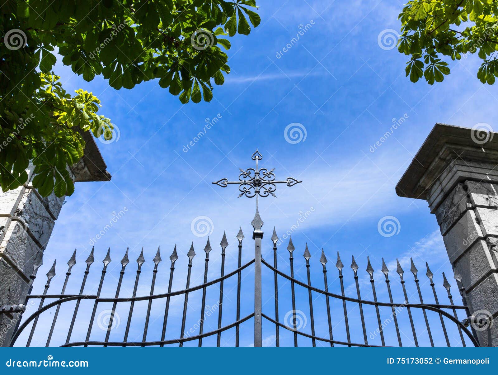 Gate with cross stock photo. Image of holy, cross, pattern - 75173052