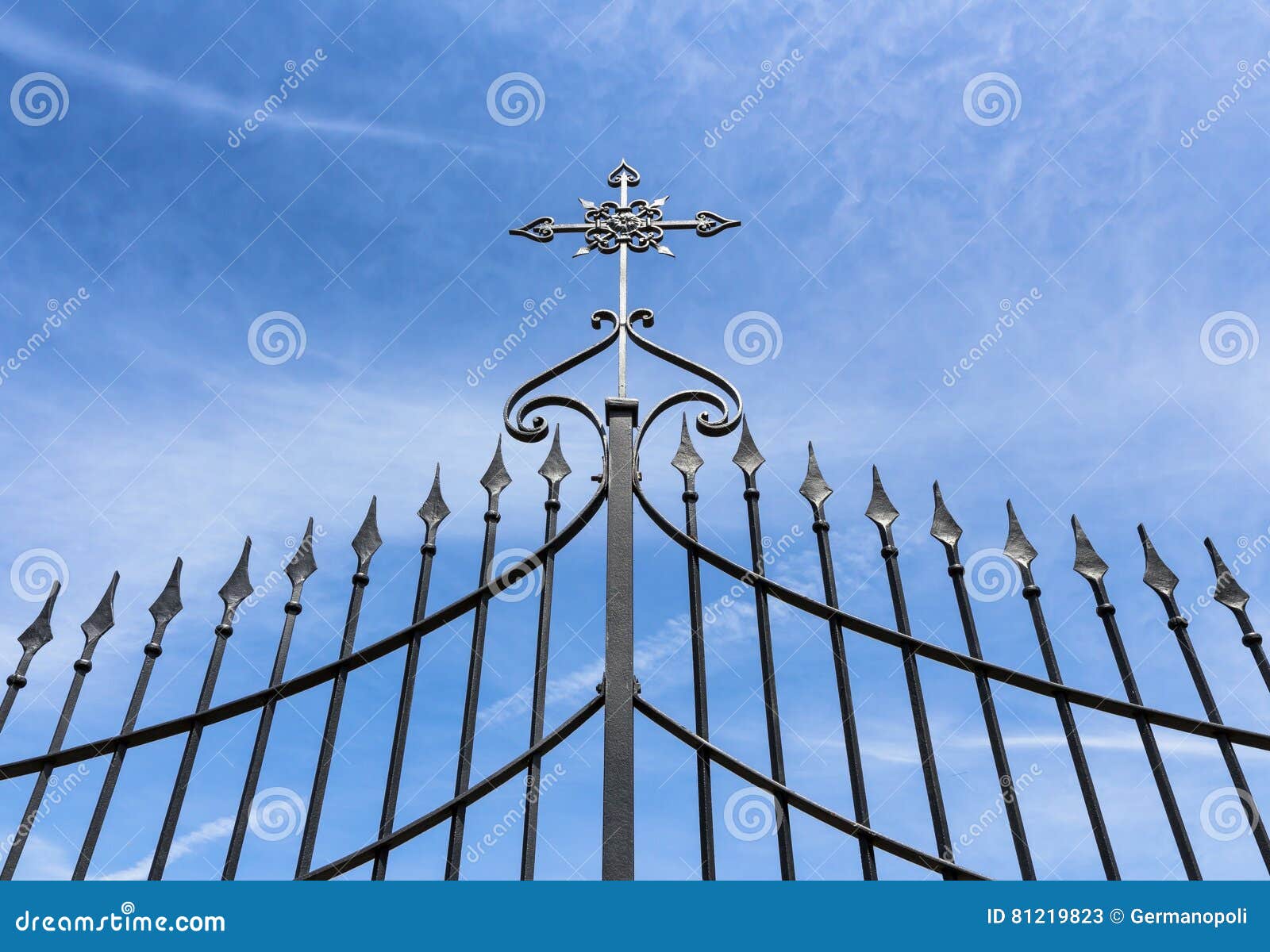 Gate with cross stock image. Image of black, ornate, decoration - 81219823