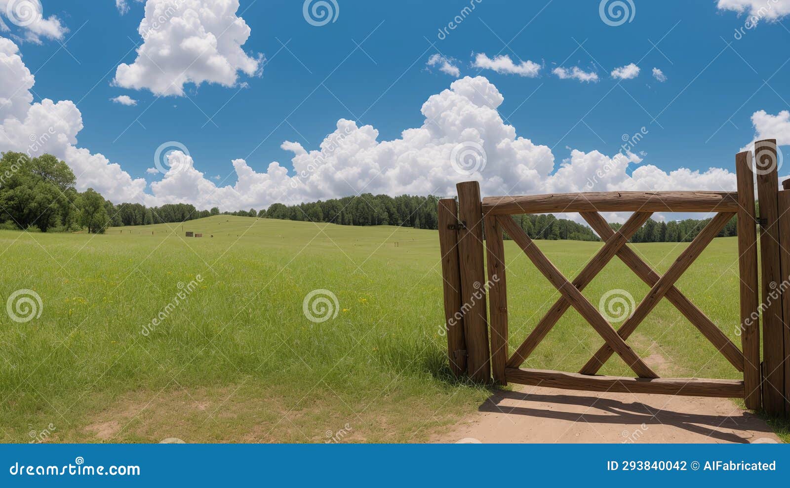 A Gate in a Field with a Sky Background Stock Illustration ...