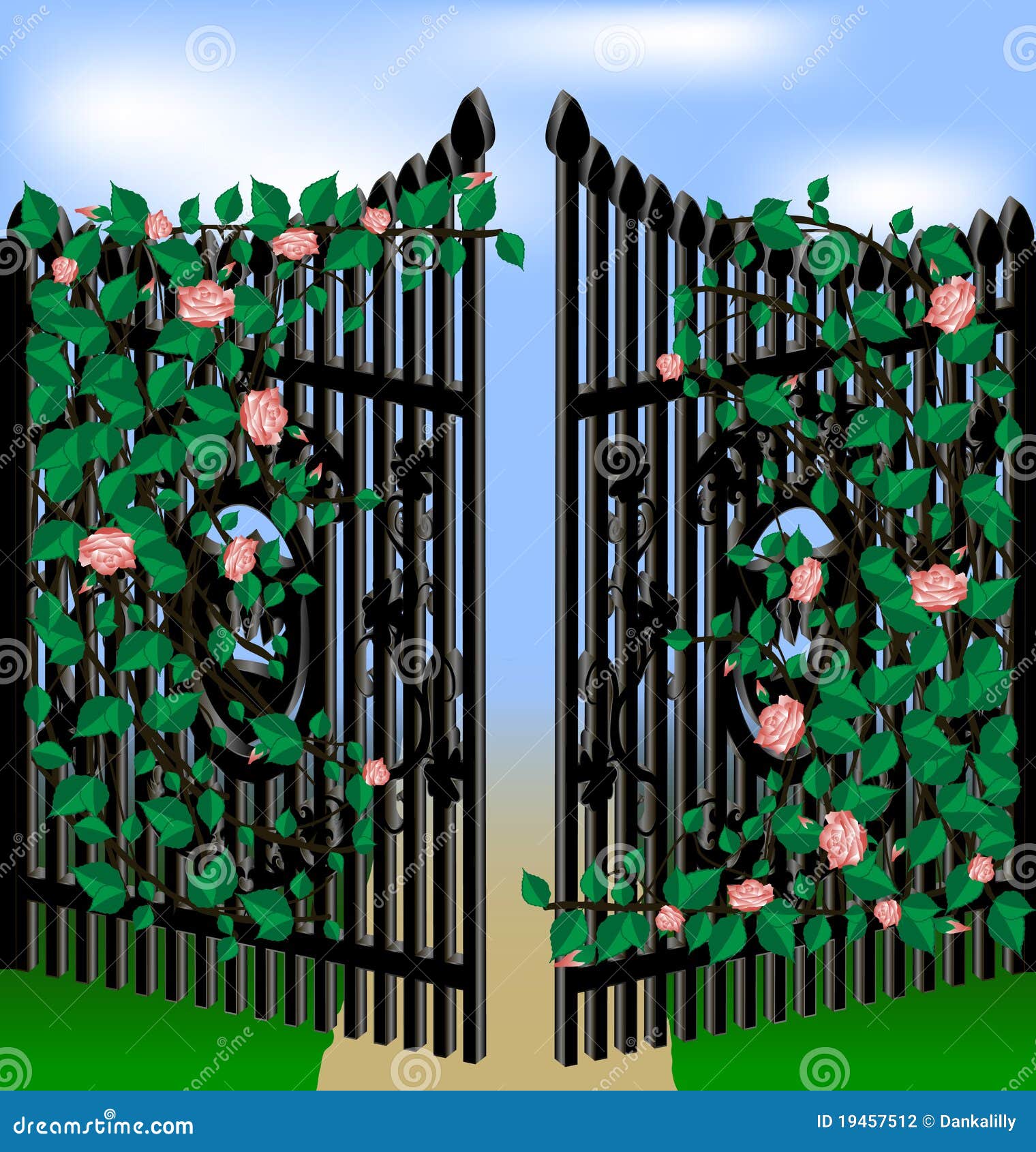 Gate and flowers stock vector. Illustration of construct - 19457512
