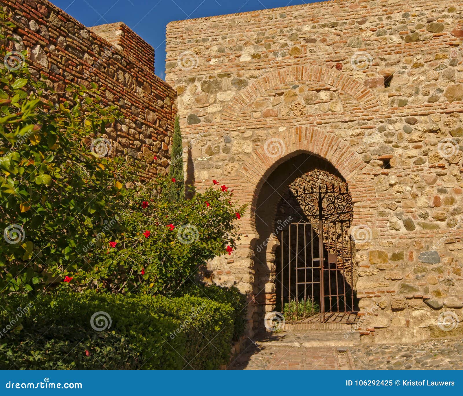 Gate in Alcazaba Moorish Castle in Malaga Stock Image - Image of europe ...