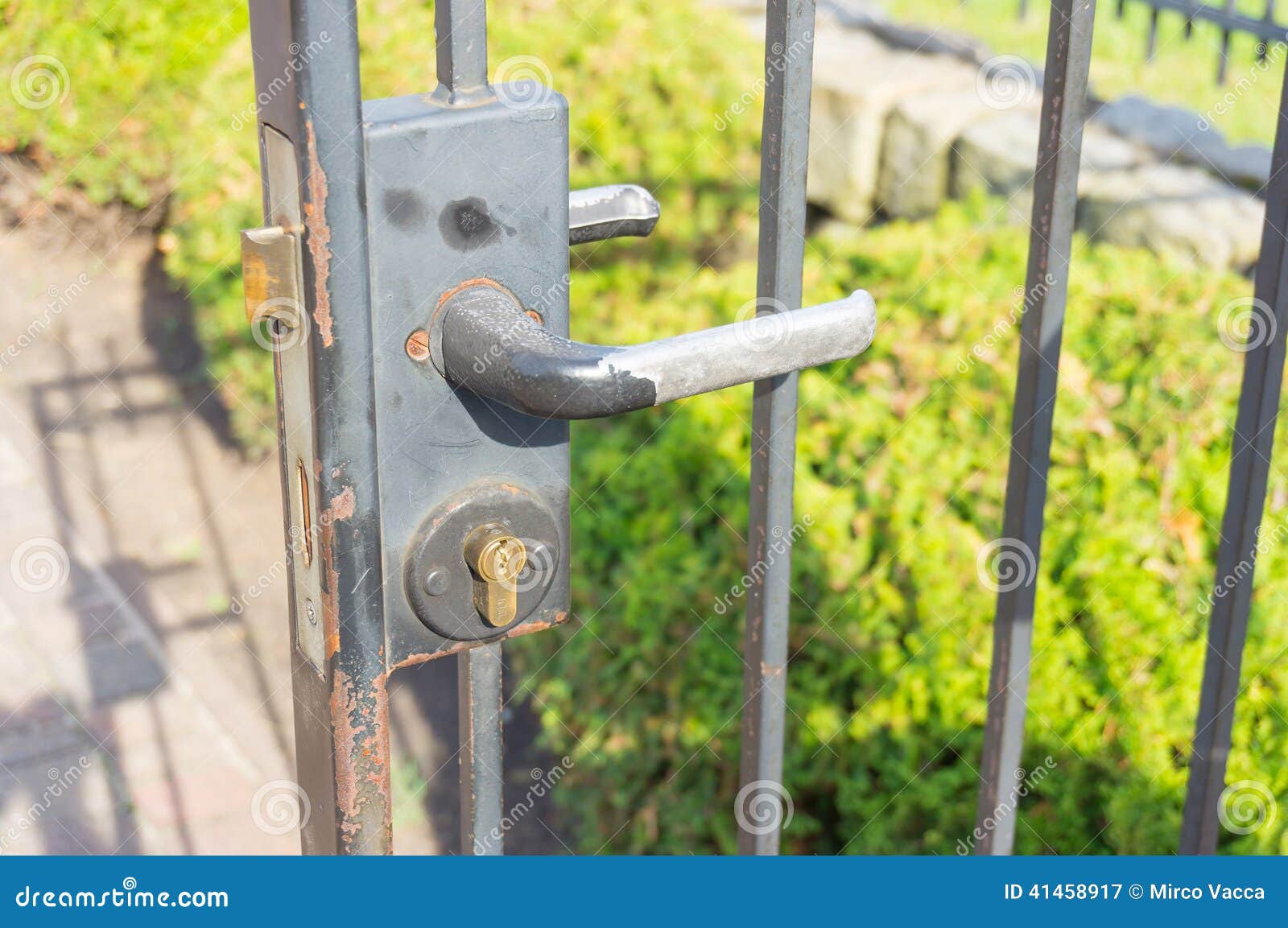 Gate handle stock image. Image of rusty, gate, metal - 41458917
