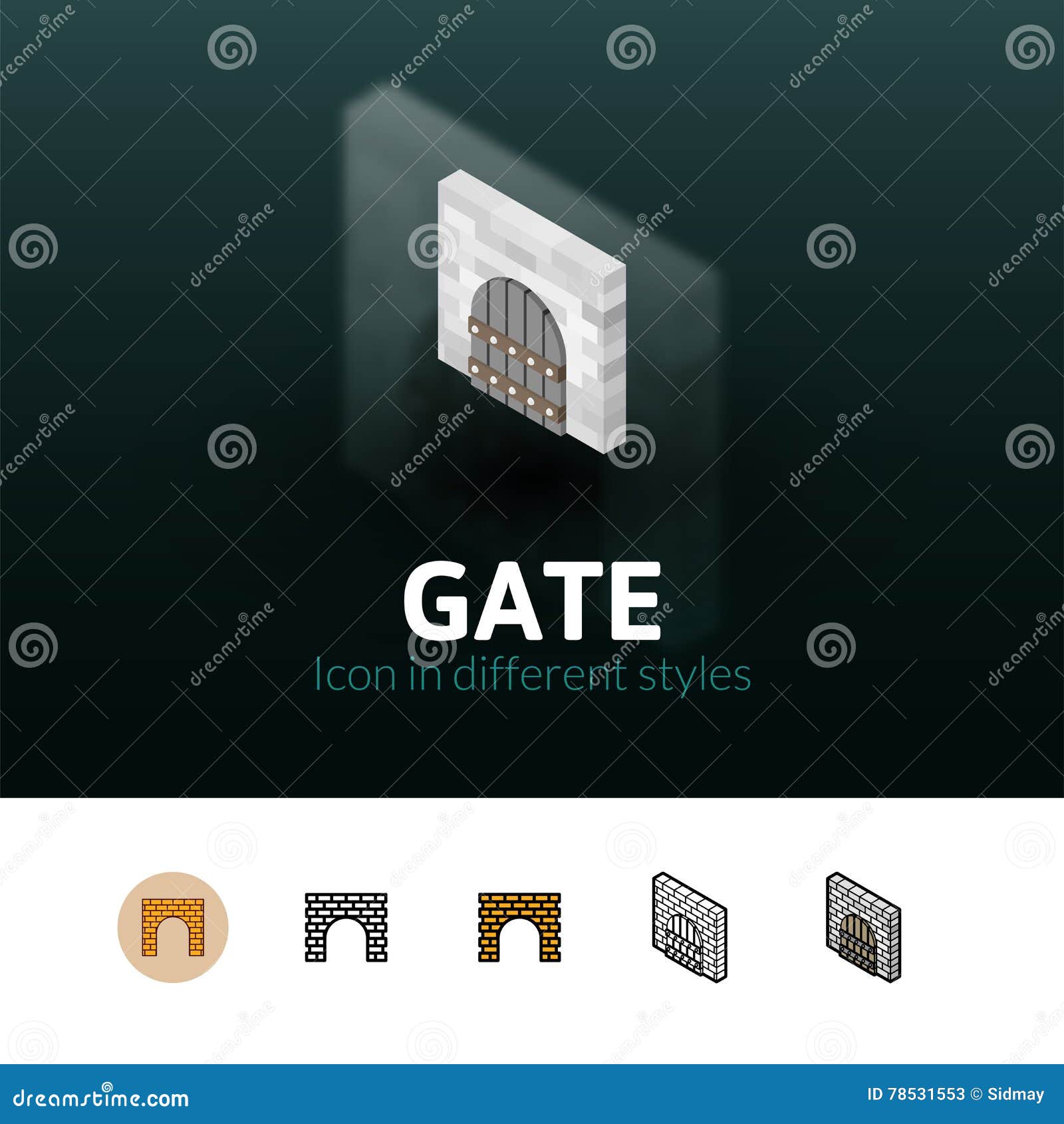 Gate Icon in Different Style Stock Vector - Illustration of building ...