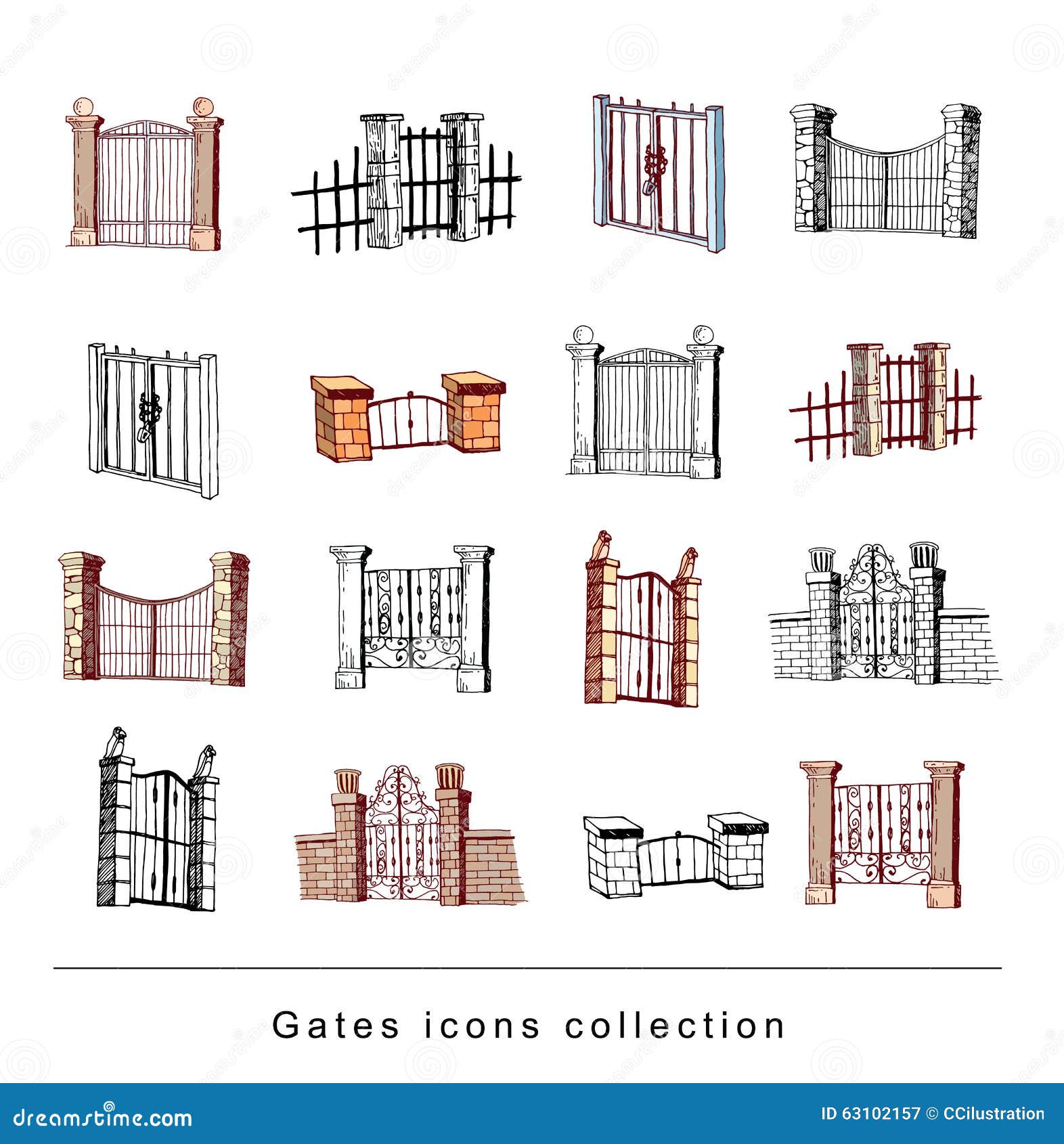 Gate Icon Set, Vector Illustration Stock Vector - Illustration of house ...
