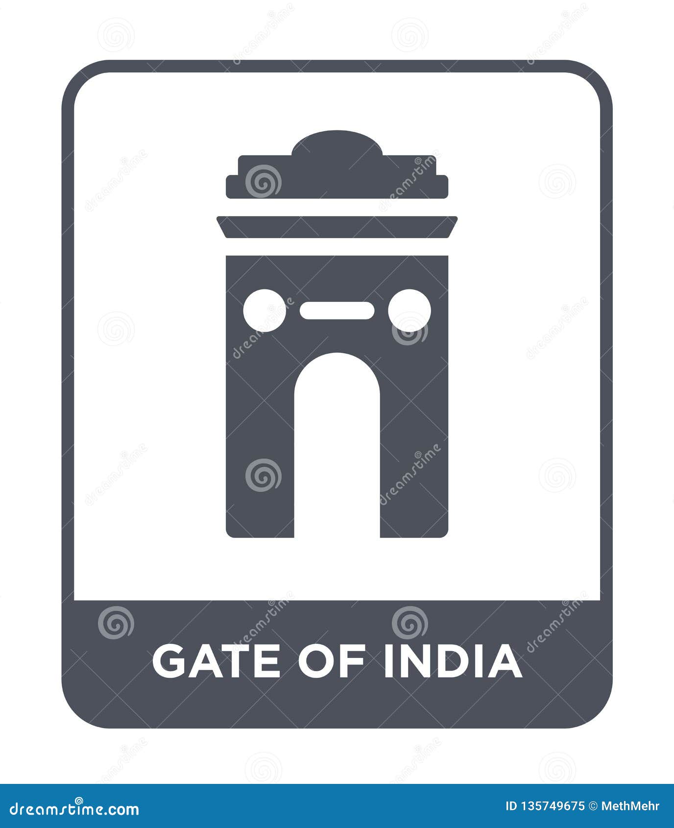 Gate of India Icon in Trendy Design Style. Gate of India Icon Isolated ...