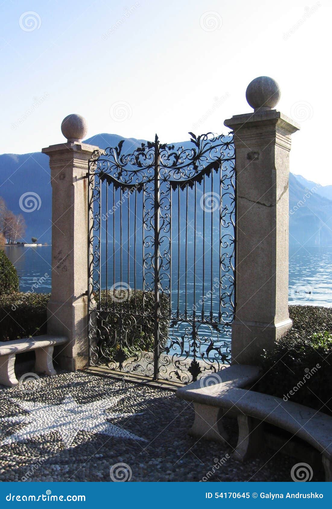 Gate in lake stock image. Image of architecture, lantern - 54170645