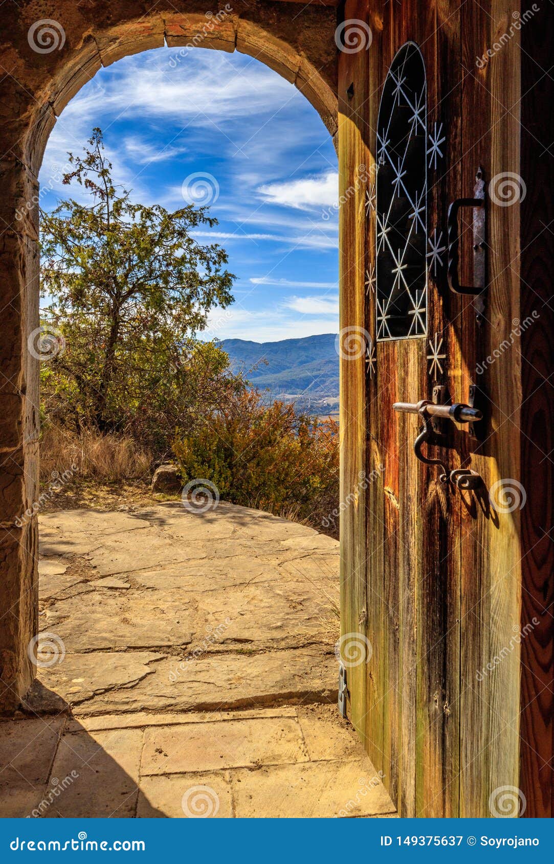 Gate Landscape Beautiful Tree Wood Iron Stock Image - Image of idyllic ...