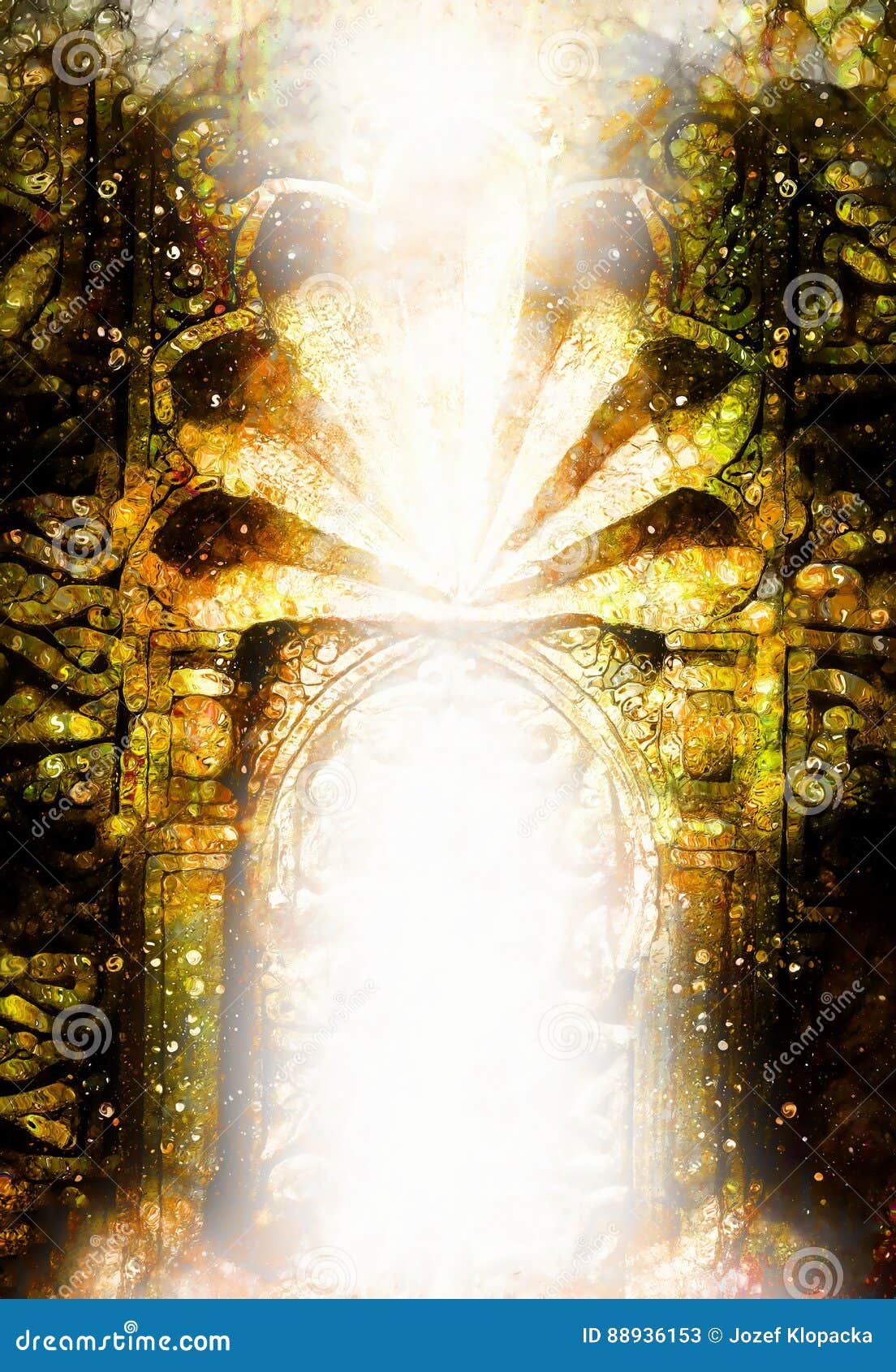 Gate of Light, Dimensional Portal with Ancient Ornaments on Side. Stock ...