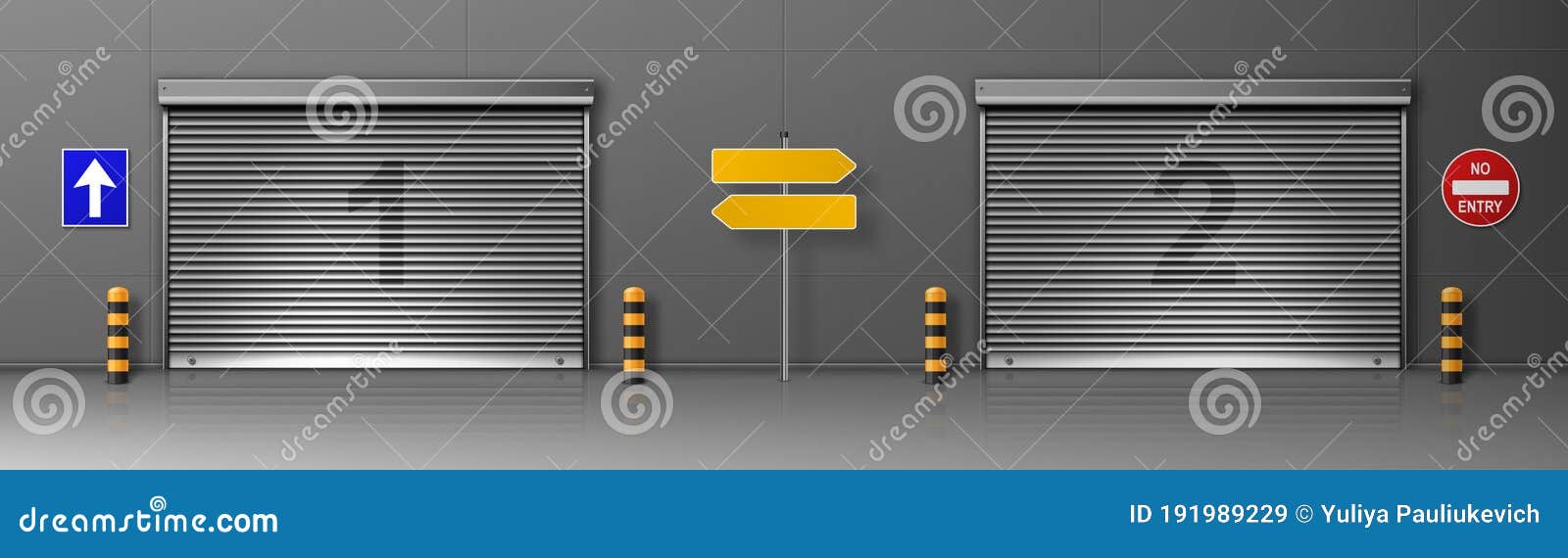 Gate with Metal Rolling Shutter in Logistic Center Stock Vector ...