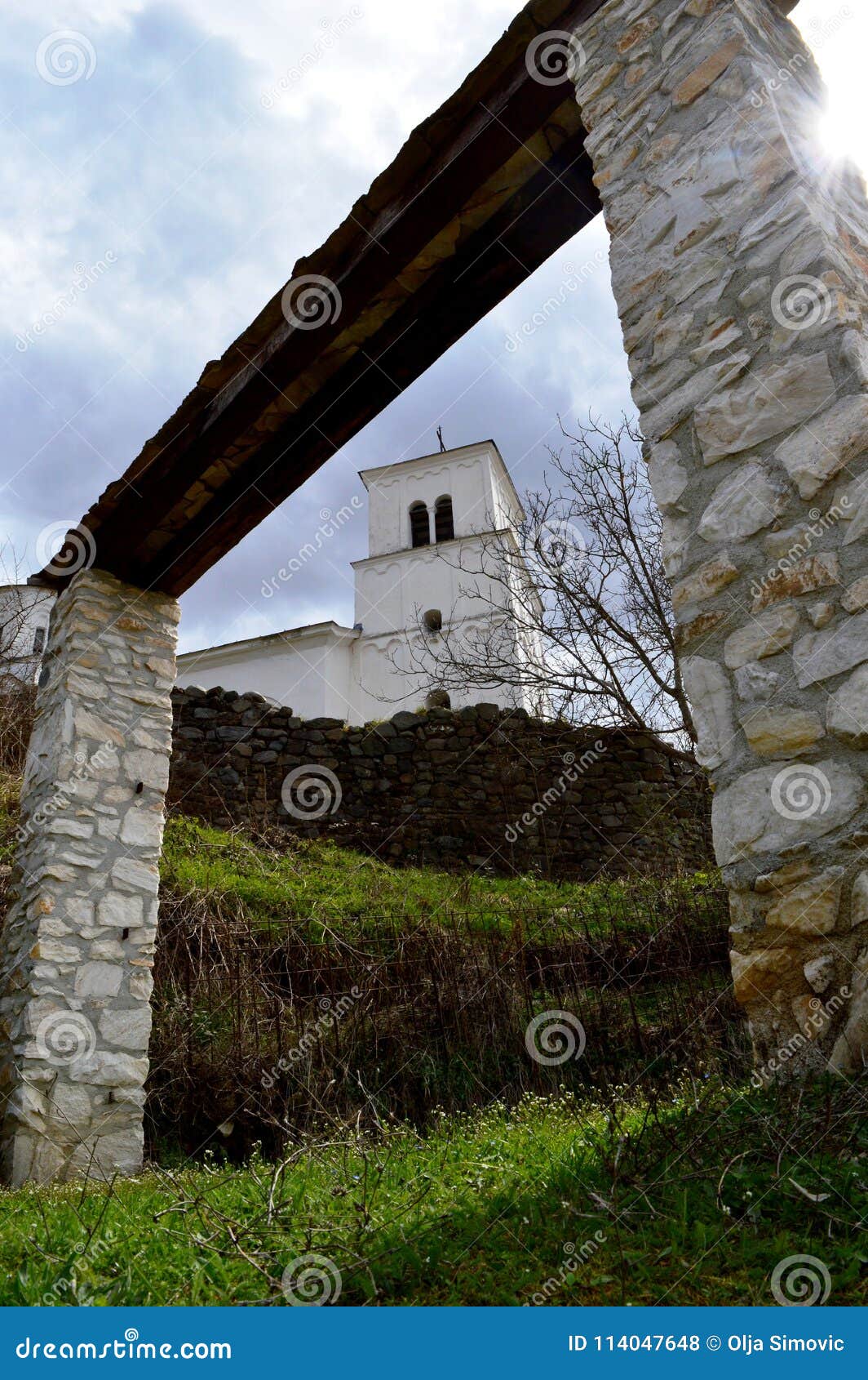Gate in the old church stock photo. Image of gate, grass - 114047648