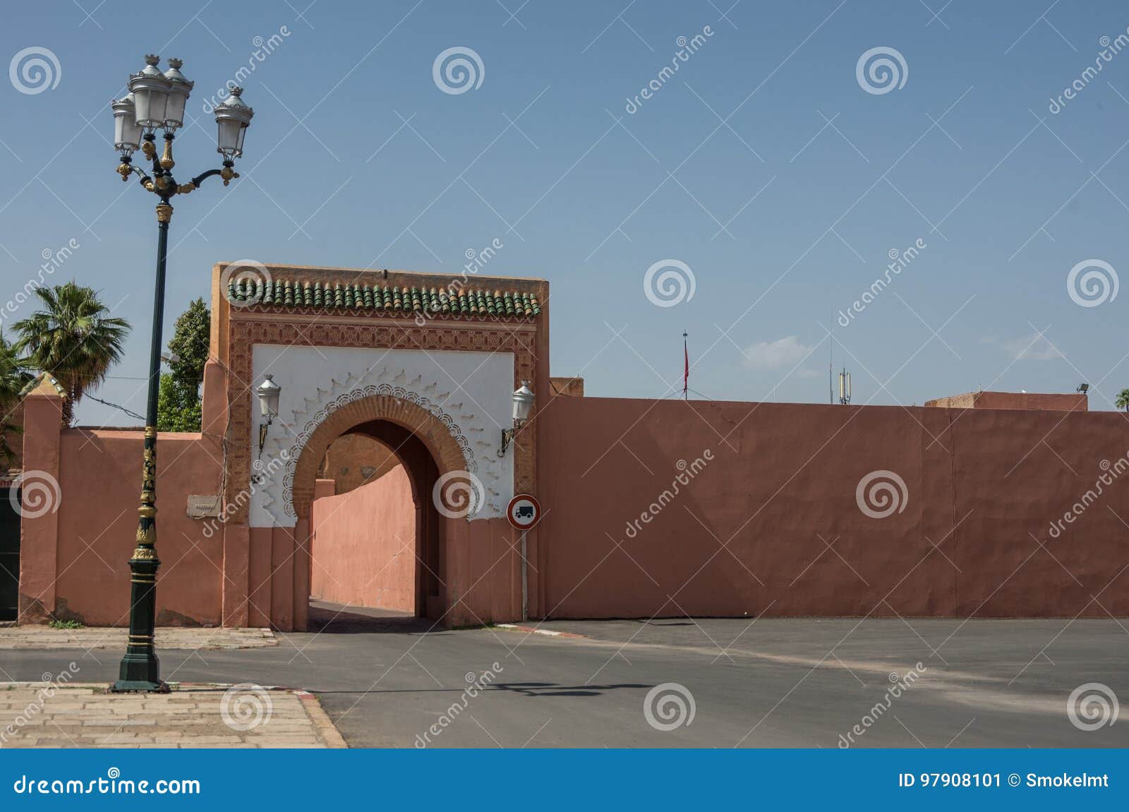 Gate in Old City Walls, Marrakech Medina Stock Image - Image of arab ...