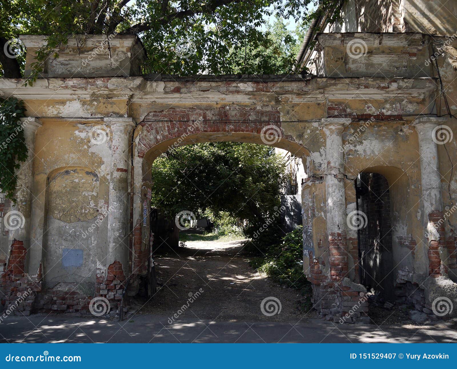 The Gate of the Old House and a View of the Courtyard. Stock Image ...
