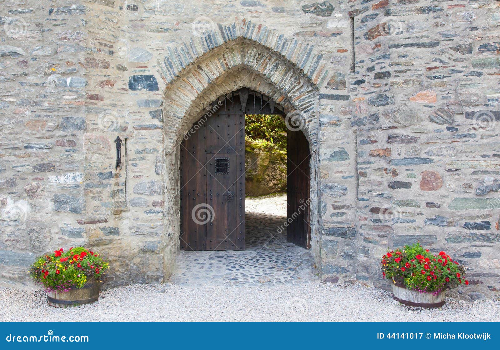 Gate of an Old Medieval Castle Stock Image - Image of flowers, tough ...
